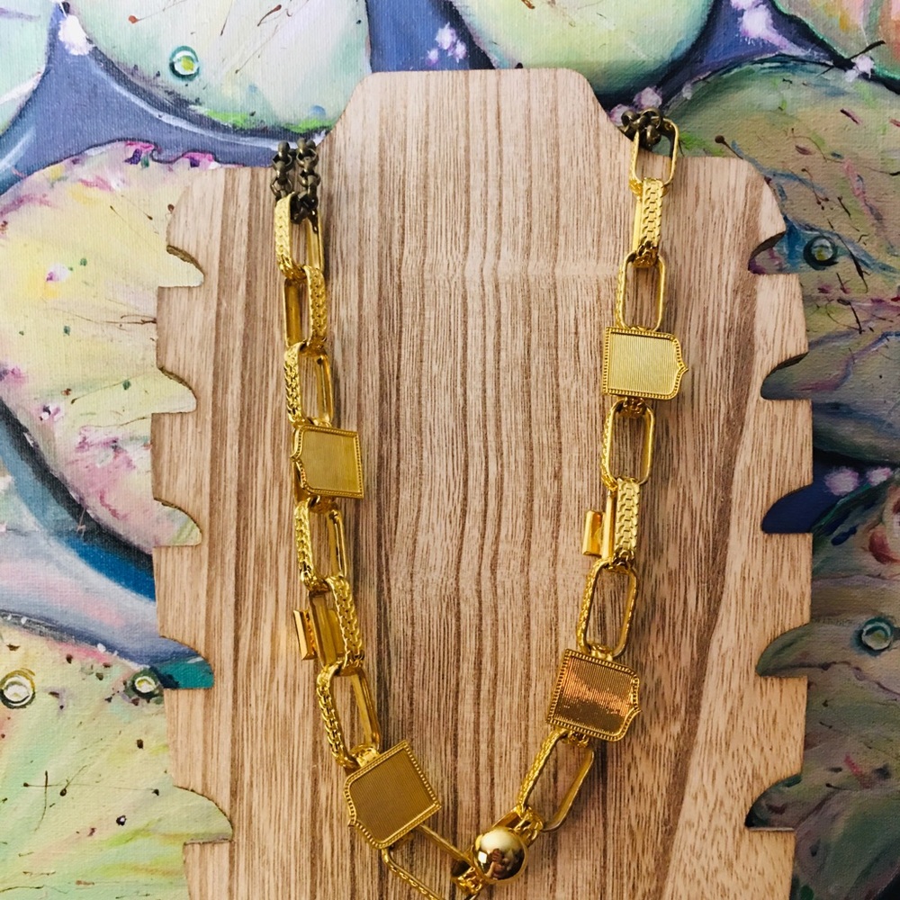 Edgy And Bold Fallon Shield & Pyramid Necklace - Gem